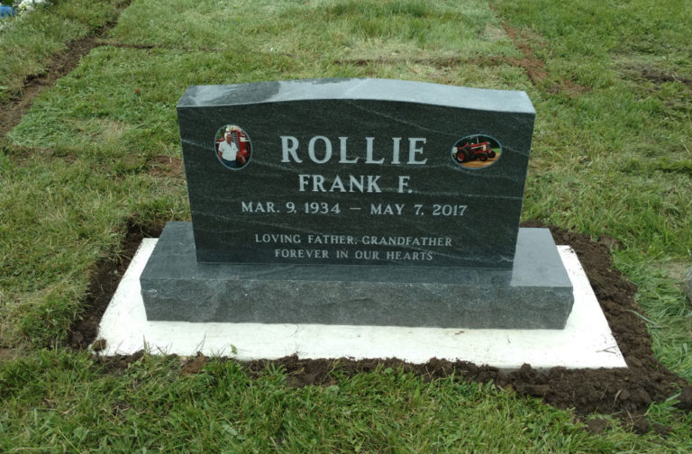Dark gray monument for single grave with color ceramic photos – Krause ...