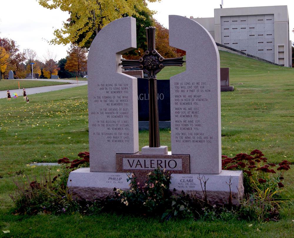 Rose colored granite monument with custom bronze cross – Krause ...