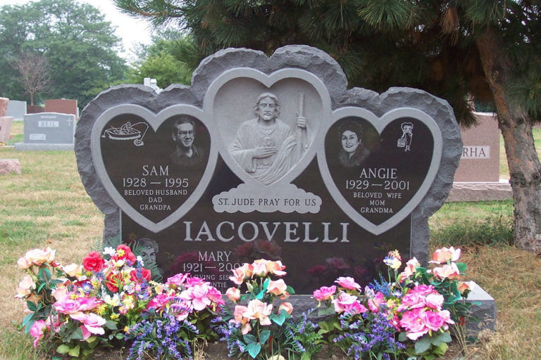 Three heart black monument with St. Jude and etched portraits – Krause ...