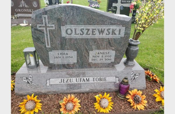 Two grave monument in multi colored granite – Krause Monument Company ...