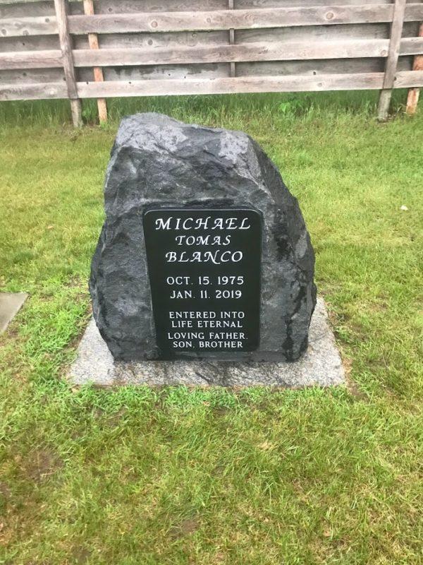 Black granite boulder memorial – Krause Monument Company | Viroqua ...